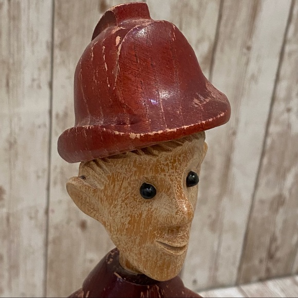 Vintage | Accents | Vintage Romer Italy Wood Carved Fireman Firefighter ...